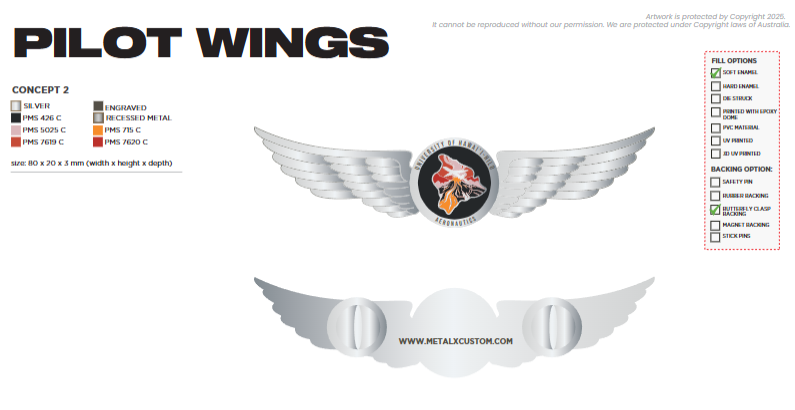 MX Pilot Wings for University of Hawaii-Hilo x10 – MetalXCustom